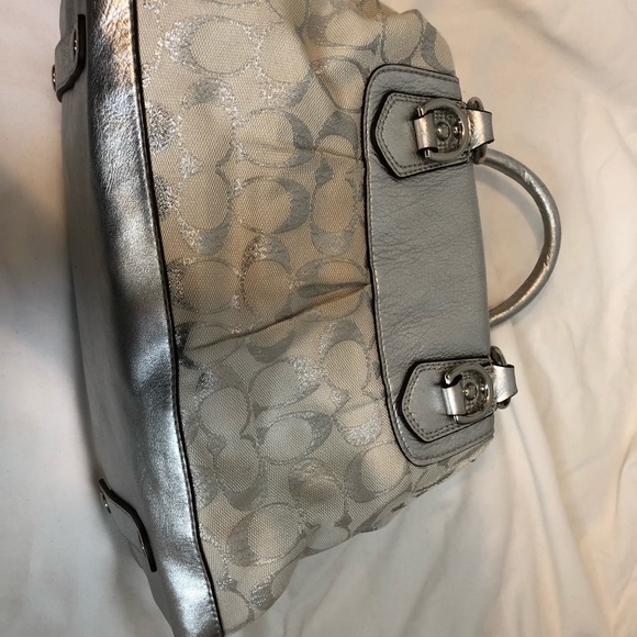 Coach | Bags | Coach Silver And White Handbag | Poshmark